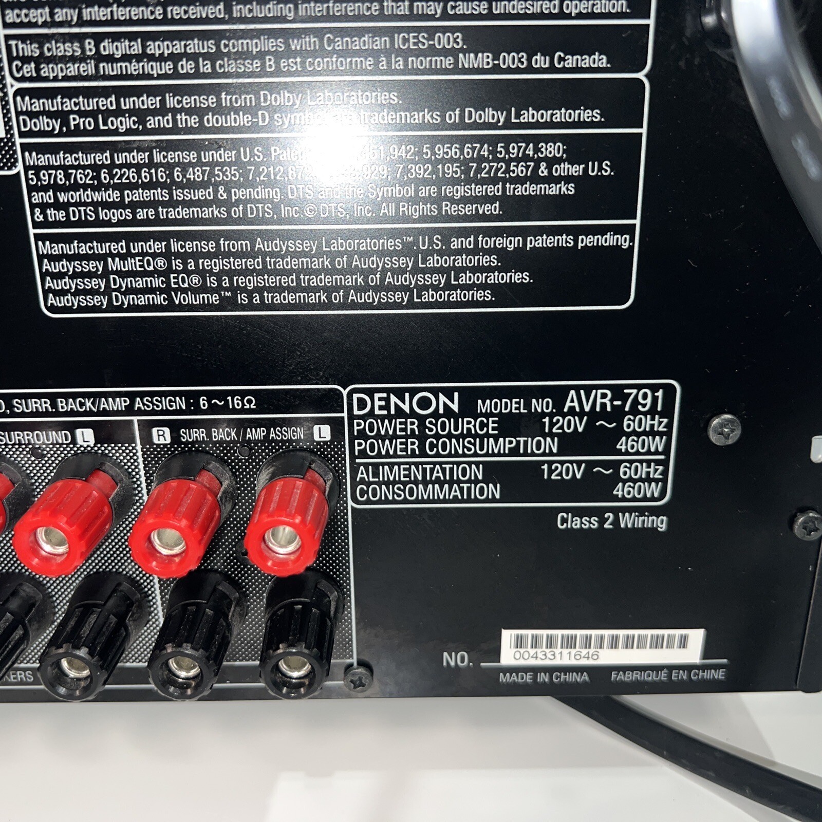 Denon AVR 791 7.1 Channel 125 Watt Receiver for sale online | eBay