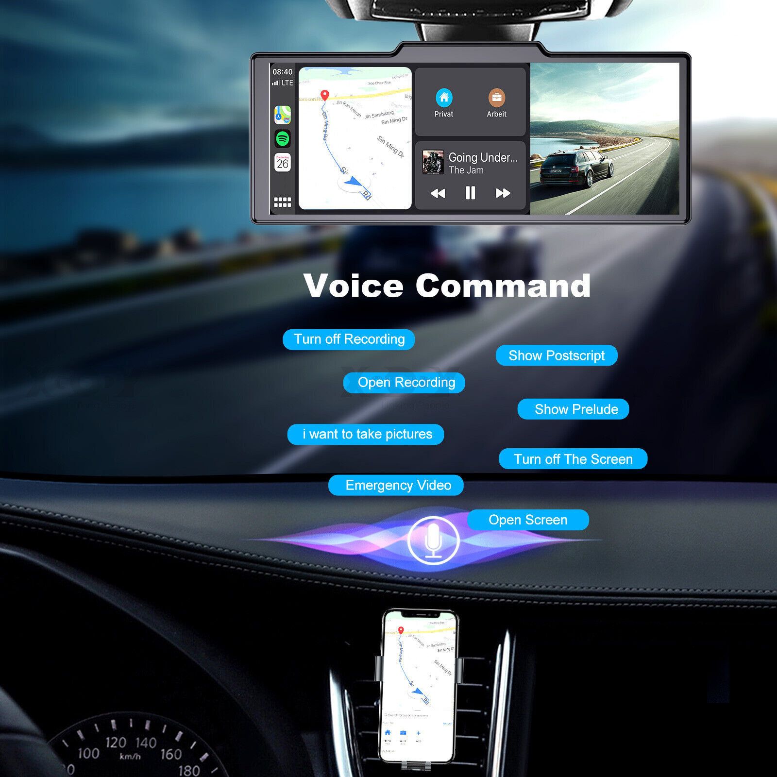 XGODY 4K HD Dash Cam GPS WiFi Wireless CarPlay Auto Android Night ...