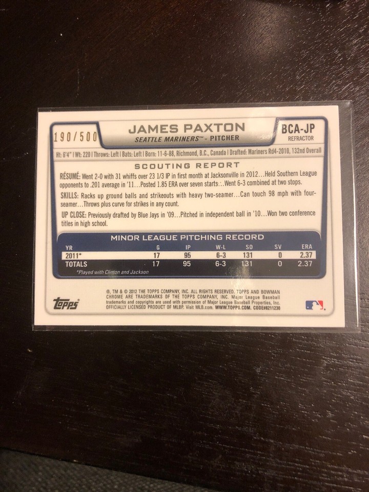 James Paxton 2012 Bowman Chrome Auto /500 | eBay