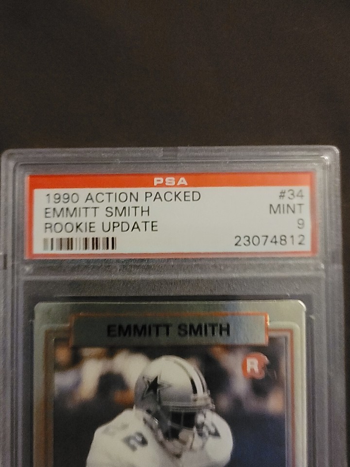 1990 Action Packed Emmitt Smith Rookie Card #34 Rookie Update PSA 9 ...