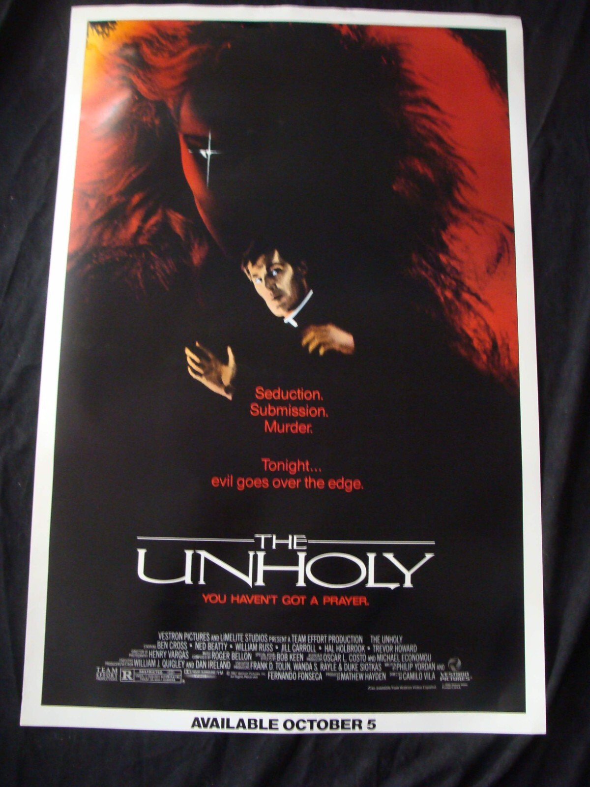 THE UNHOLY movie poster BEN CROSS NED BEATTY original video store promo ...