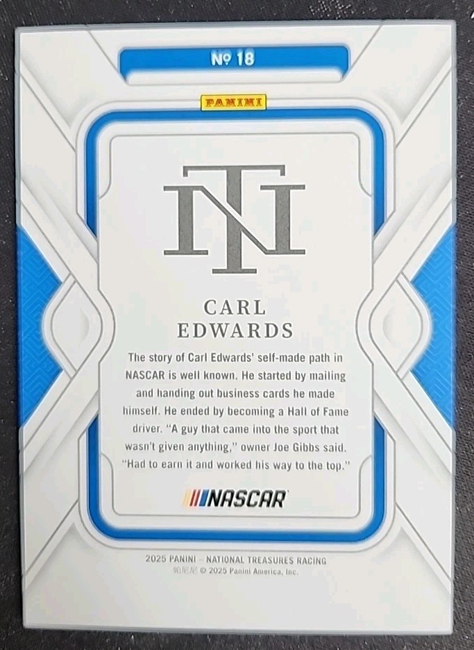 Carl Edwards 2025 National Treasures Racing NASCAR #18 NASCAR #21/35 | eBay