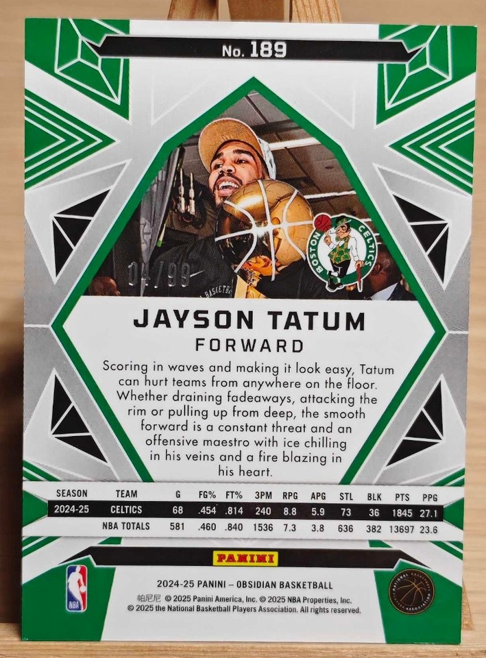 Jayson Tatum 2024-25 Panini Obsidian Flood NBA Champ #189 | eBay