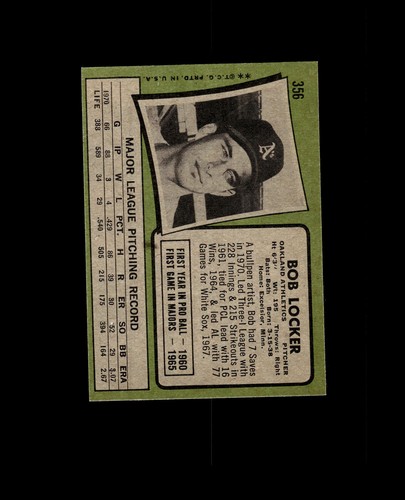 1971 Topps 356 Bob Locker EX-MT #D1,413267 | eBay