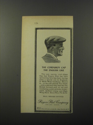1953 Rogers Peet Corduroy Cap Advertisement | eBay