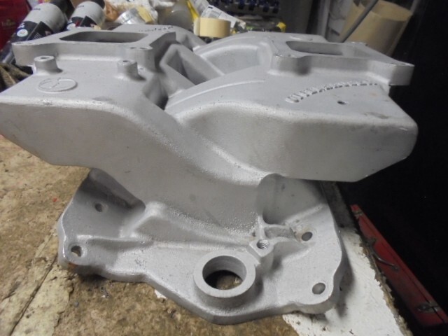 Aluminum Intake SBC DUAL QUAD Cross Ram Offenhauser 5593 IHRA NHRA RAT ...