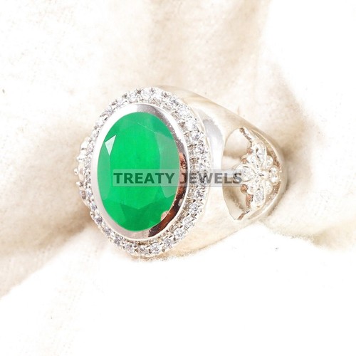 Emerald Oval Cut Gemstone With 925 Sterling Silver Ring For Men's #B48 | eBay