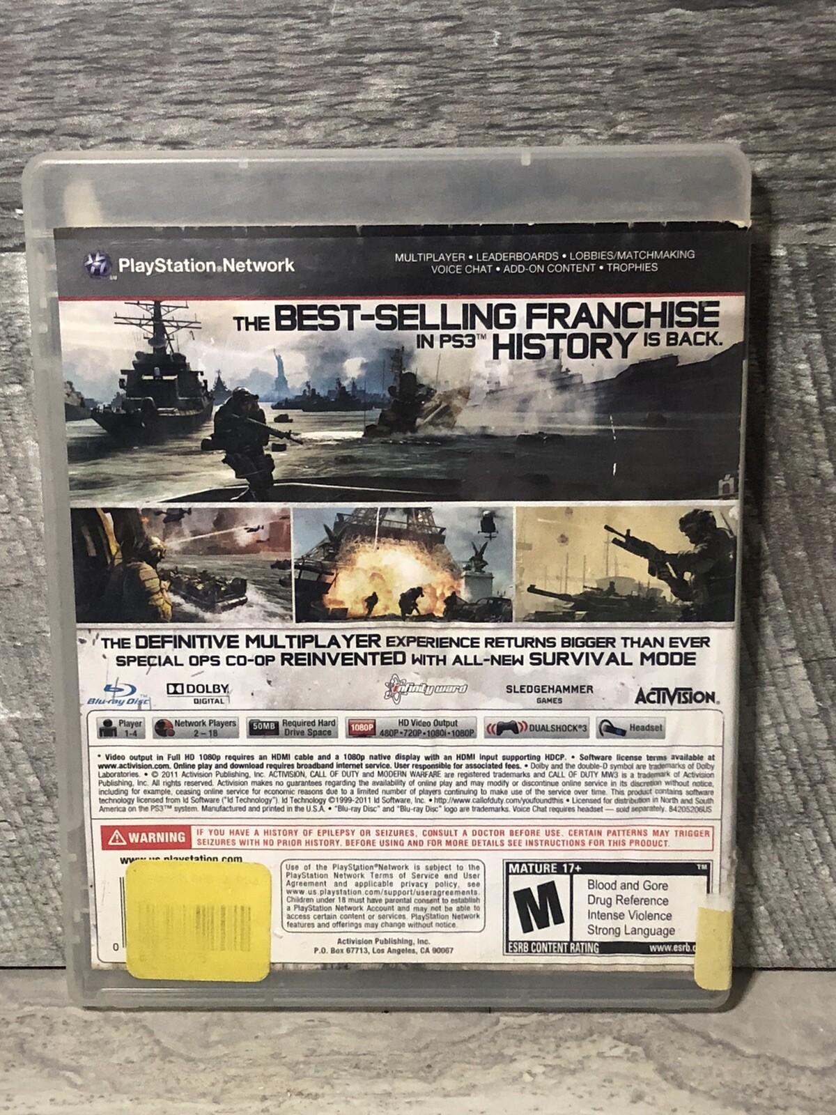 Call of Duty: Modern Warfare 3 (Sony PlayStation 3, 2011) COD MW3 PS3 ...