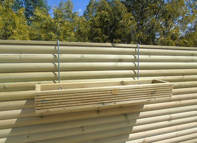 Over the Fence Panel Hanging Wooden Garden Planter Decking Trough ...