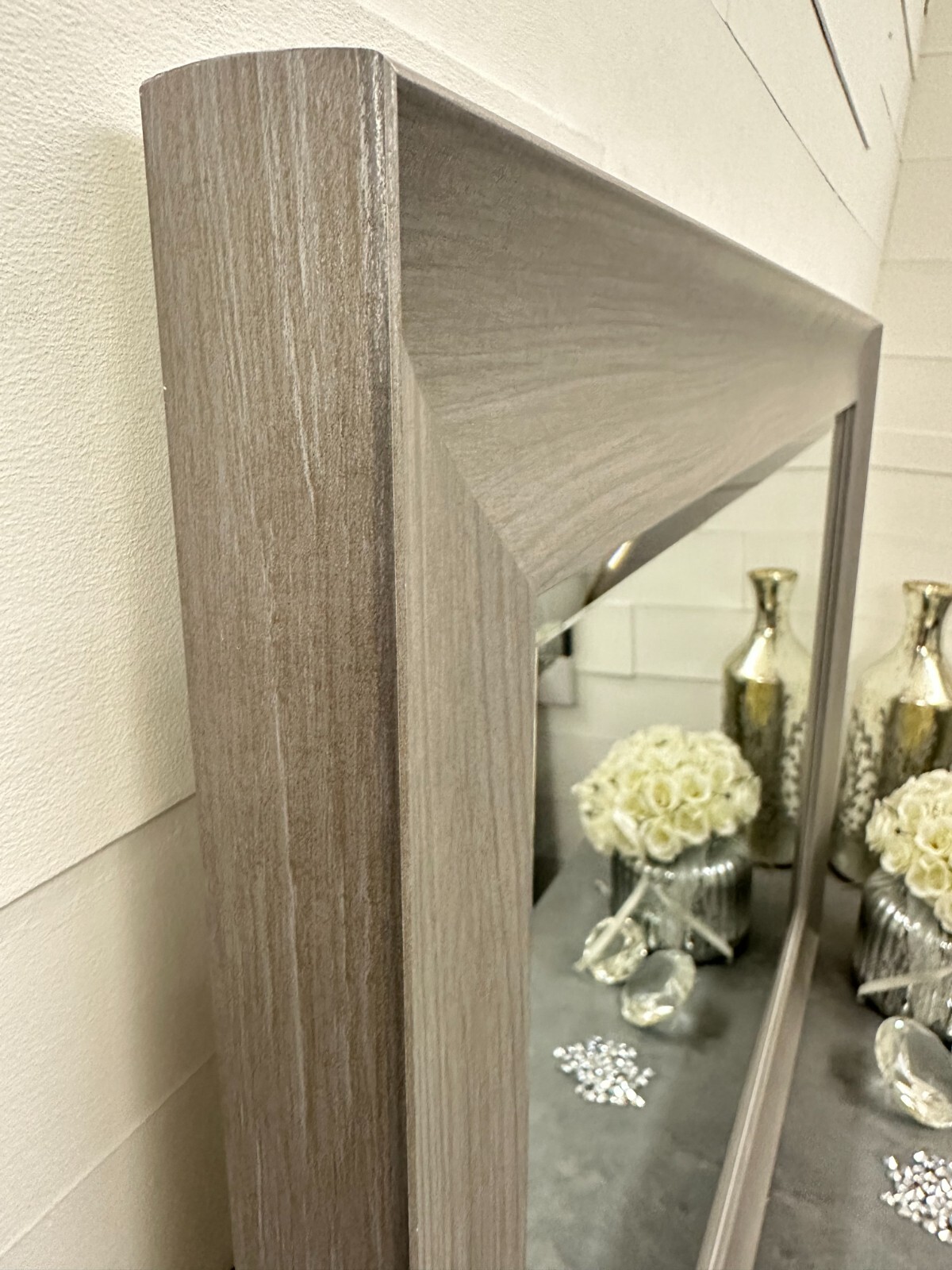 Grey Silver Shimmer Contemporary Mirror Bevelled Glass Sleek Design ...