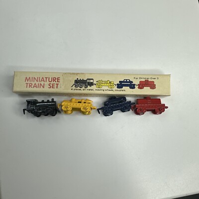 Shackman Co Miniature Train Set 1984 4 Piece Painted Metal Cars ...