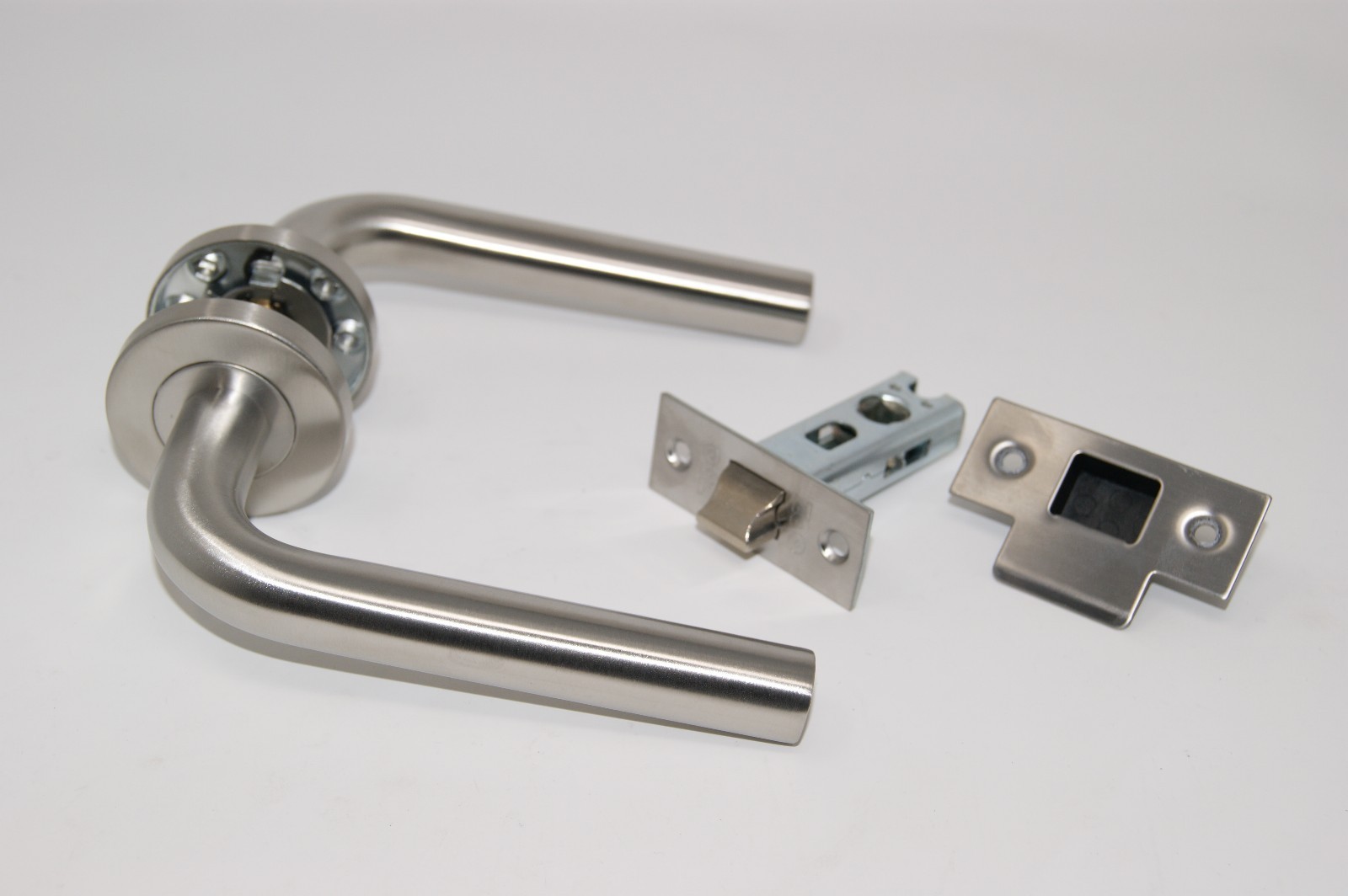 Straight Lever Door Handle Pack Latch Set Satin Stainless Steel | eBay UK