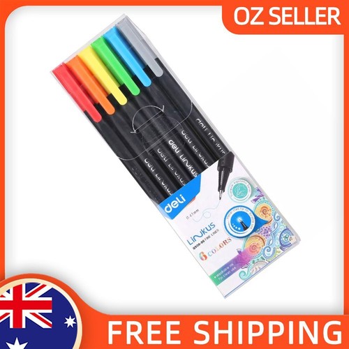 6 or 12 Colors Deli Fine Liner Pens Kit Washable Ink Fine Point Art ...