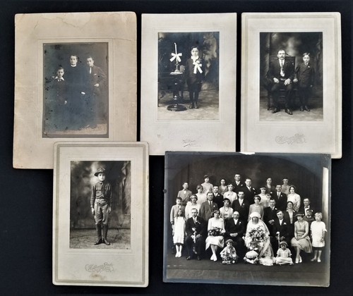 1918 antique 5pc Emery FABOS patoczki FAMILY PHOTOS toledo oh LOT ...