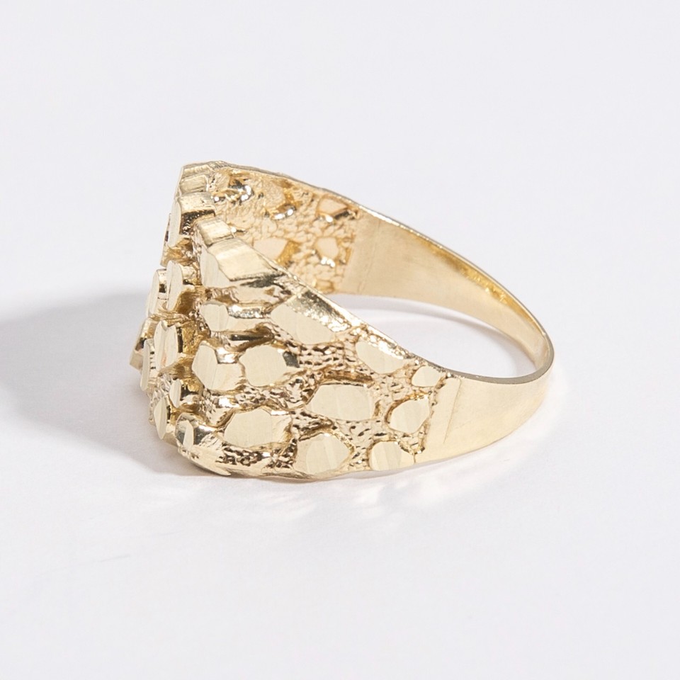 SOLID 14K Gold Large Square Nugget Ring Yellow White Rose Gold | eBay