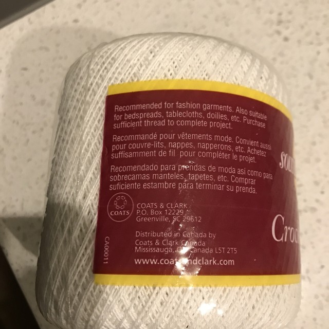 South Maid 100 Mercerized Cotton Crochet Thread 400 Yards White 001 ...