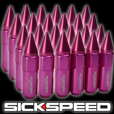 SICKSPEED 24 PC PINK SPIKED ALUMINUM LUG NUTS FOR WHEELS/RIMS 12X1.25 ...