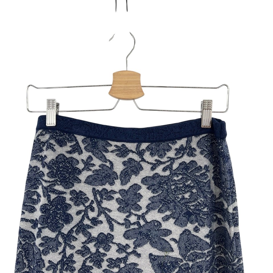 Peruvian Connection Knit Skirt Long Maxi Floral Print Jacquard Blue ...