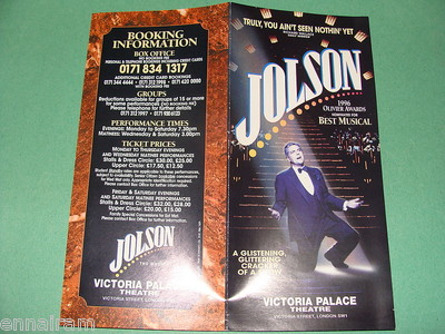 Jolson the Musical 1996 London Victoria Palace ad flyer Brian Conley | eBay