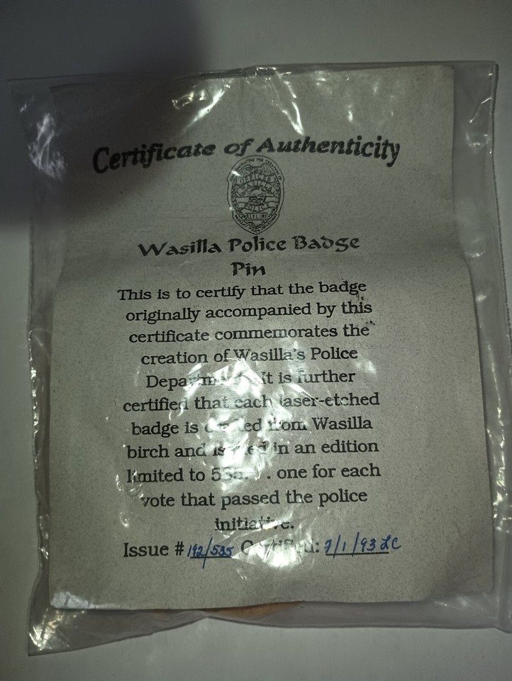 WASILLA ALASKA POLICE BADGE PIN LIMITED | eBay