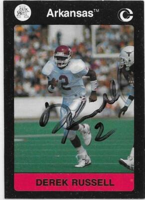 DEREK RUSSELL Autographed Signed 1991 card #16 Arkansas Razorbacks ...