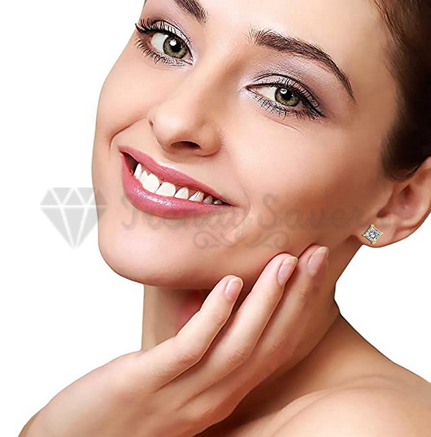 6MM Sparkling Diamond Hypoallergenic Cartilage Square Ear Piercing Stud ...