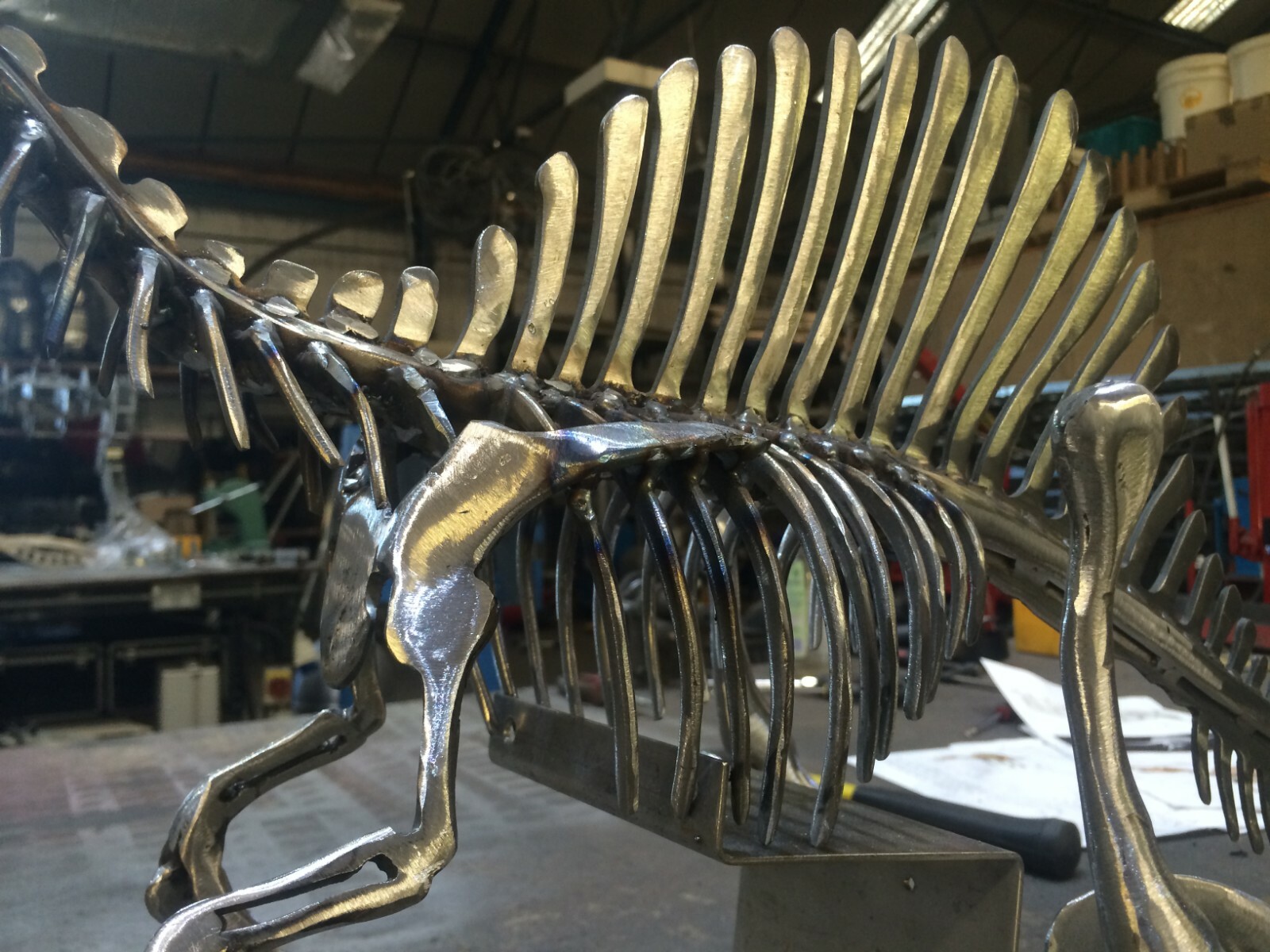 Handmade Welded Steel Dinosaur Skeleton Sculpture / Spinosaurus | eBay UK
