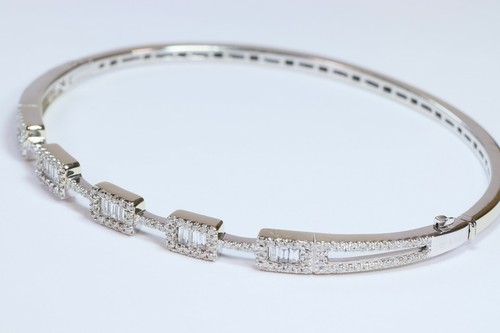 Italian Amoro Designer 14k White Gold .50 TCW Diamonds Bangle Bracelet ...