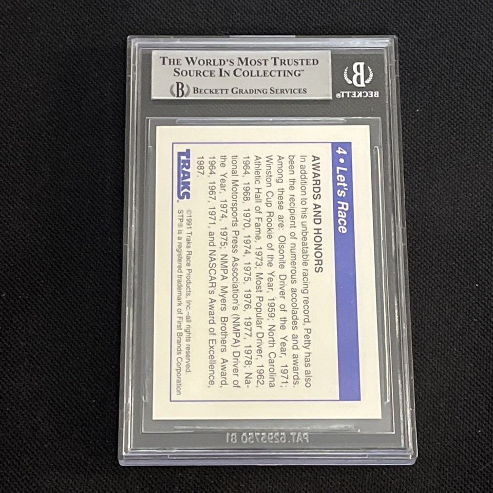 RICHARD PETTY 1991 TRAKS RACING SIGNED AUTOGRAPHED CARD BECKETT BAS ...
