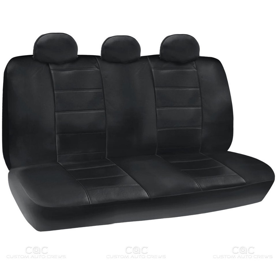 Black Leatherette Car Seat Covers Front Rear Full Set Synthetic Leather ...