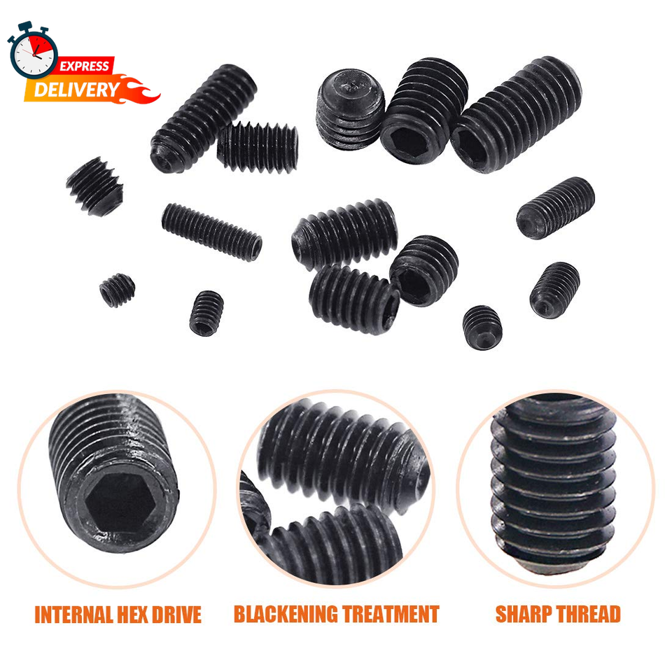 450Pcs M3/M4/M5/M6/M8 Allen Head Socket Hex Grub Screw Set Assortment ...