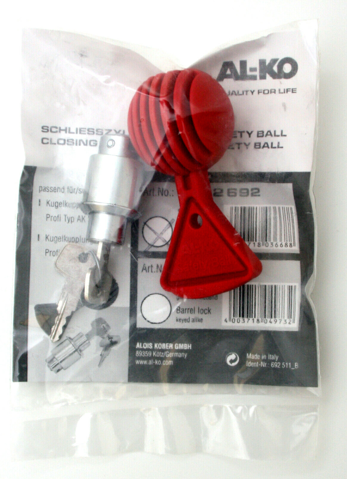 AL-KO Steckschloss Schliesszylinder Schloß für AK 301 und AK 351 ...