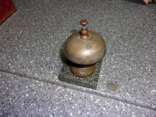H48 antique hotel ringer desk bell marble brass cast metal FANCY | eBay