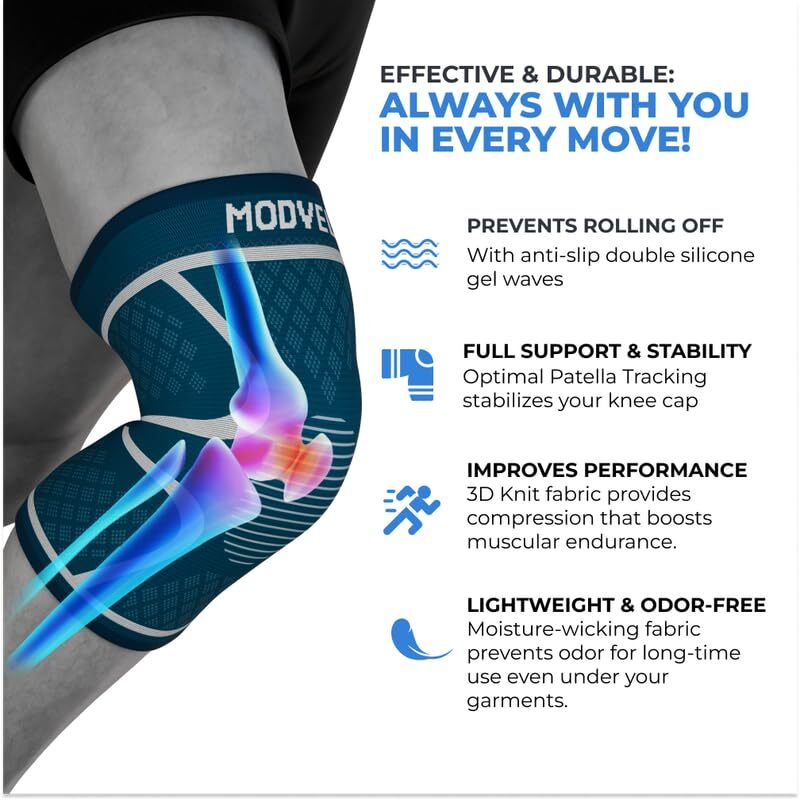 Modvel Compression Knee Brace for Women & Men - 2 Pack Knee Brace for ...