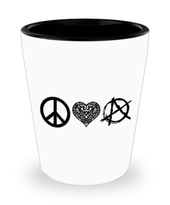 Peace Love Anarchy Symbol Shot Glass Gift Anarchist Companion Zen ...