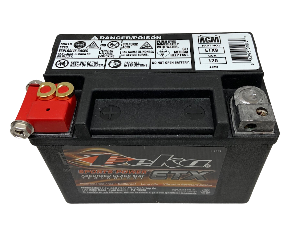 Deka ETX9 12V 8Ah 120CCA AGM Motorcycle Battery - Maintenance Free ...