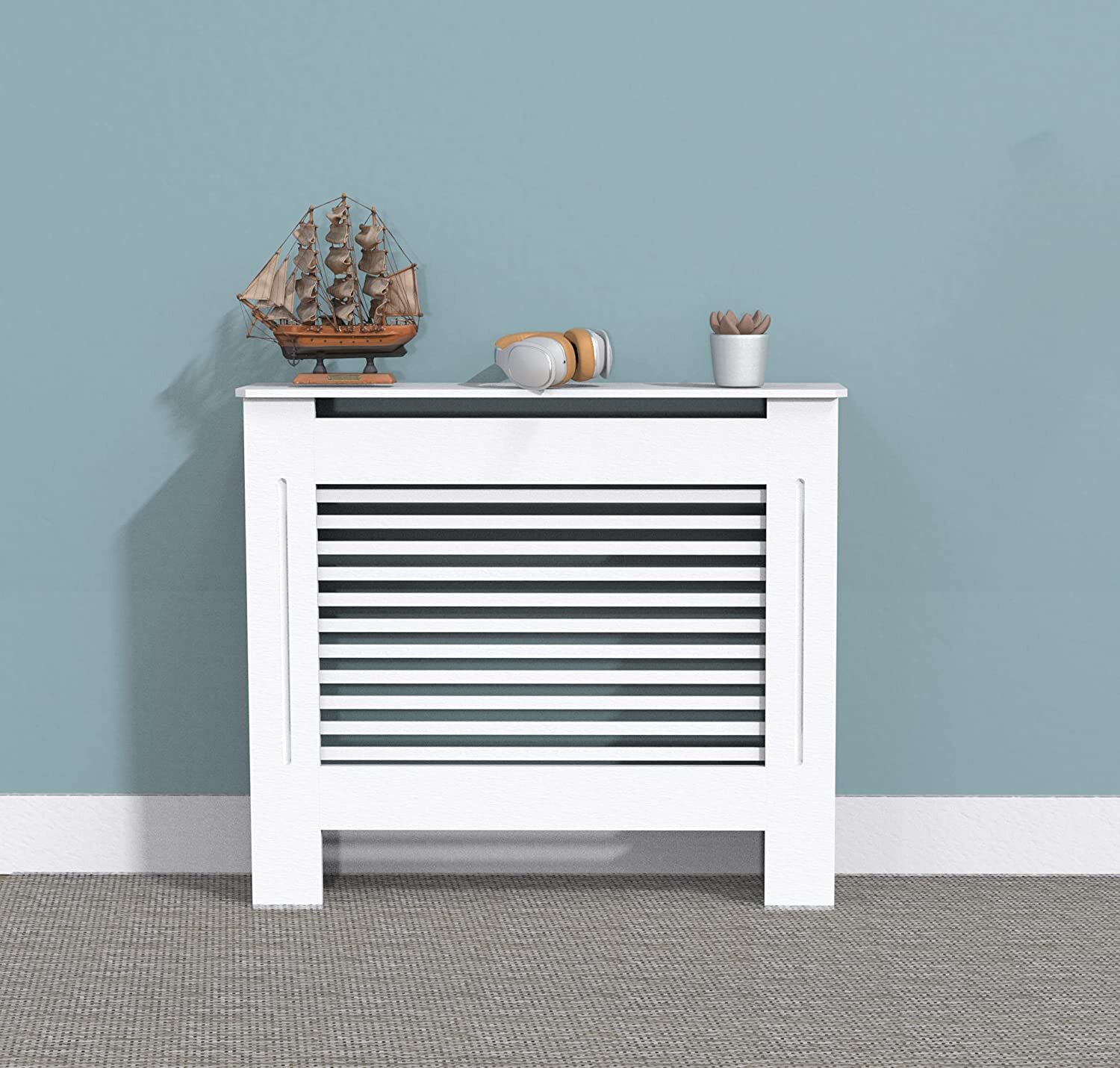 91/100cm Internal Radiator Cover MDF Modern Cabinet Slatted High ...