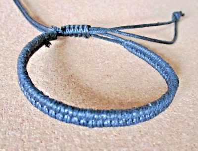 BRACELET BLACK CORD HEMP ROPE WRIST BAND ADJUSTABLE ANKLET SURFER BOHO ...