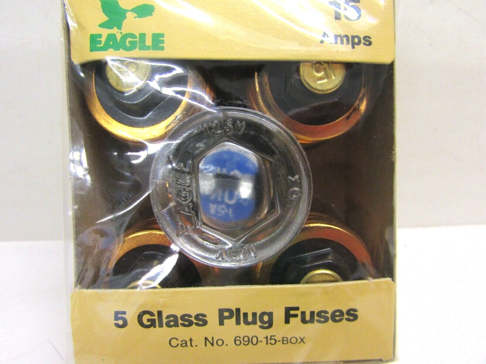 NOS! LOT of (5) EAGLE 15A-125V GLASS PLUG FUSES, #690-15-BOX | eBay
