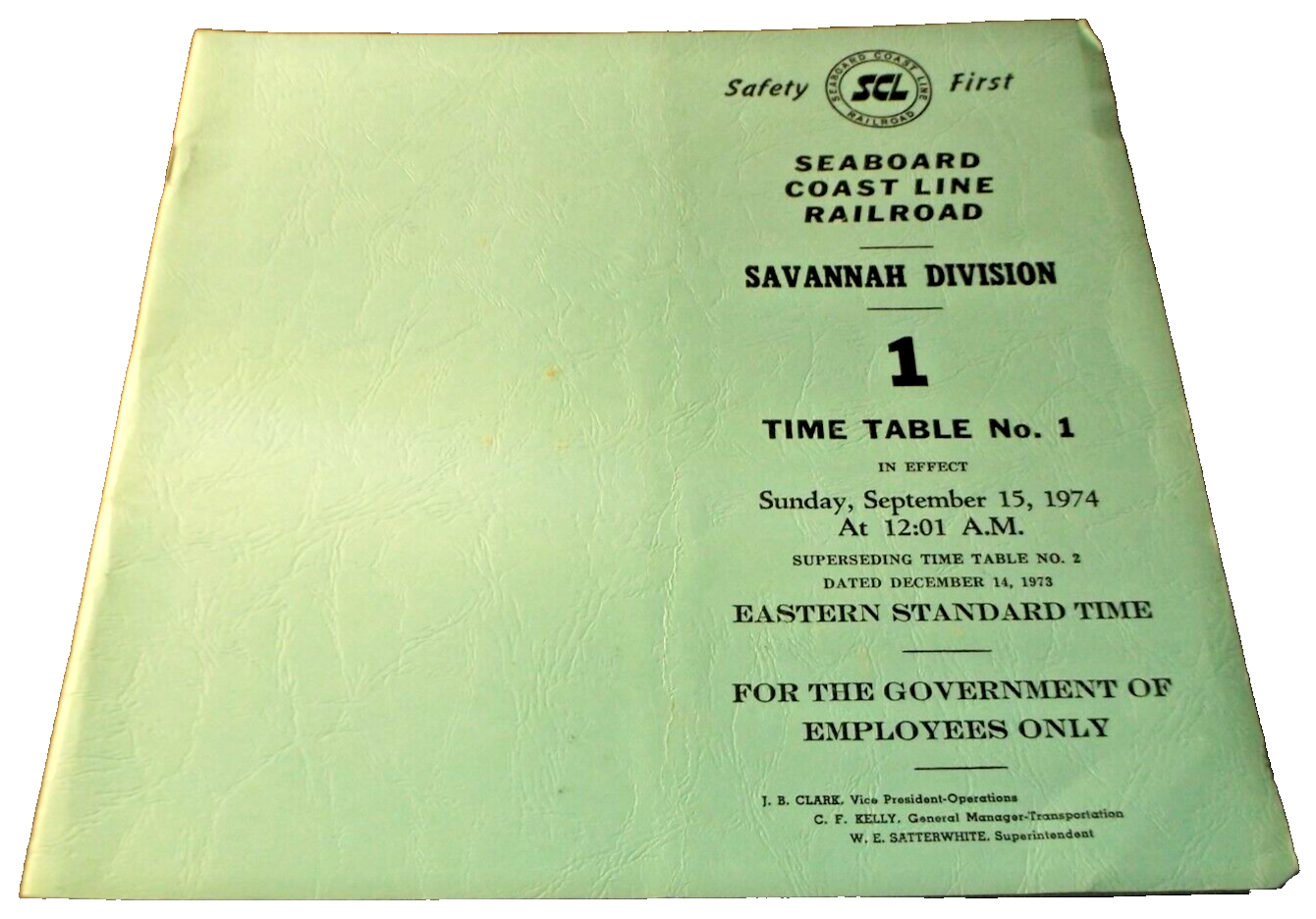 SEPTEMBER 1974 SCL SEABOARD COAST LINE SAVANNAH DIVISION EMPLOYEE ...