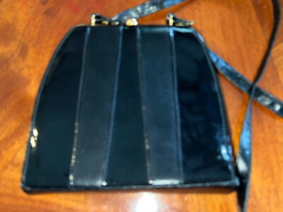 Vintage Black Patent Leather Purse Warren Reed 8x8x2 | eBay