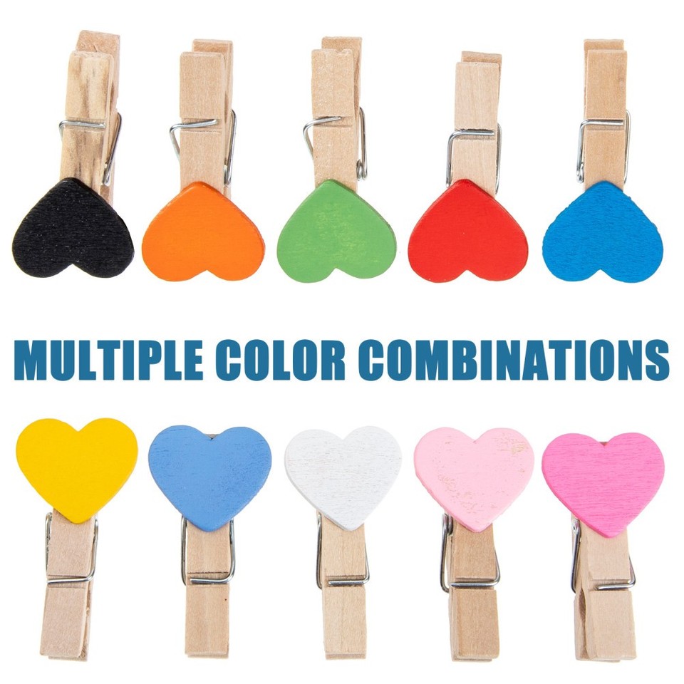 Wood Clothes Pin Clothespin Clip Small Pegs Mini Heart Photo Clips ...