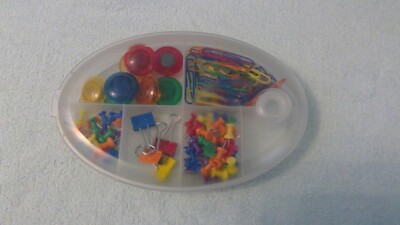 WHSmith paperclips/magnet/bulldog clips/push pins stationery set ...