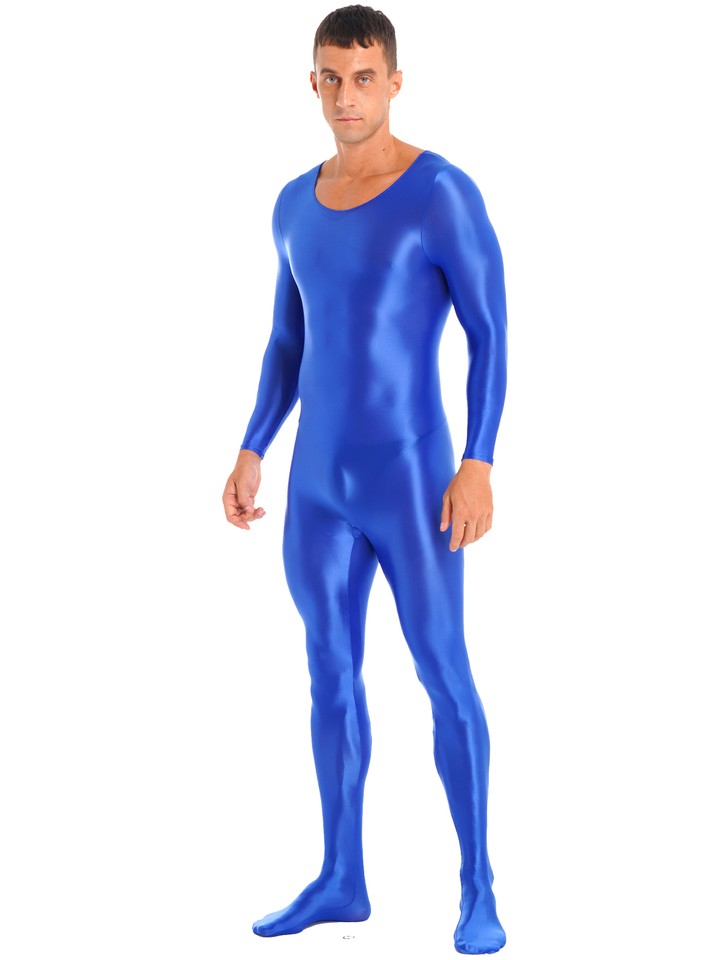 Mens One Piece Shiny Oil Bodysuits High Elastic Shapewear Pantyhose ...