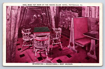 Vintage Postcard Pottsville PA Coal Mine Tap Room Necho Allen Hotel O14 ...