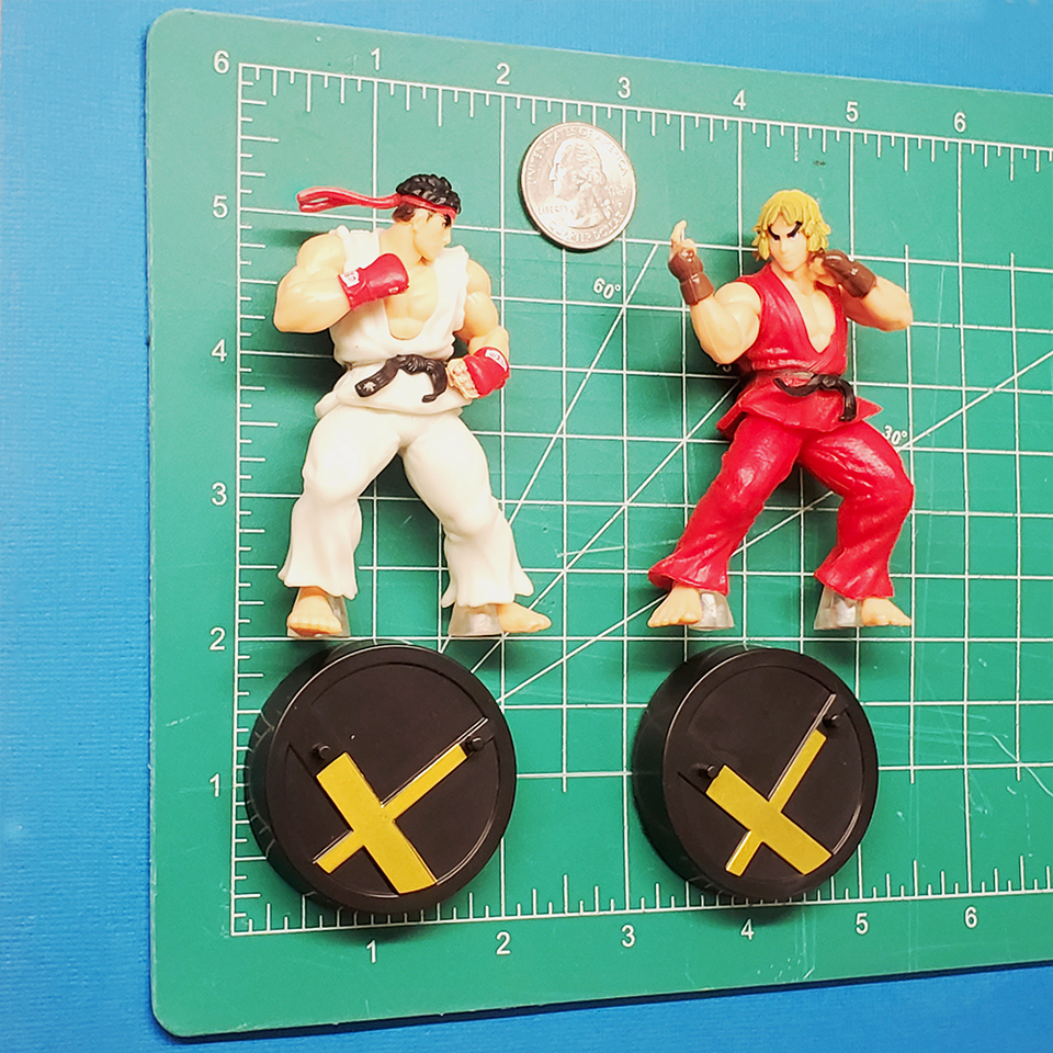 Ryu + Ken action figures + 2 keychains Street Fighter game room decor ...
