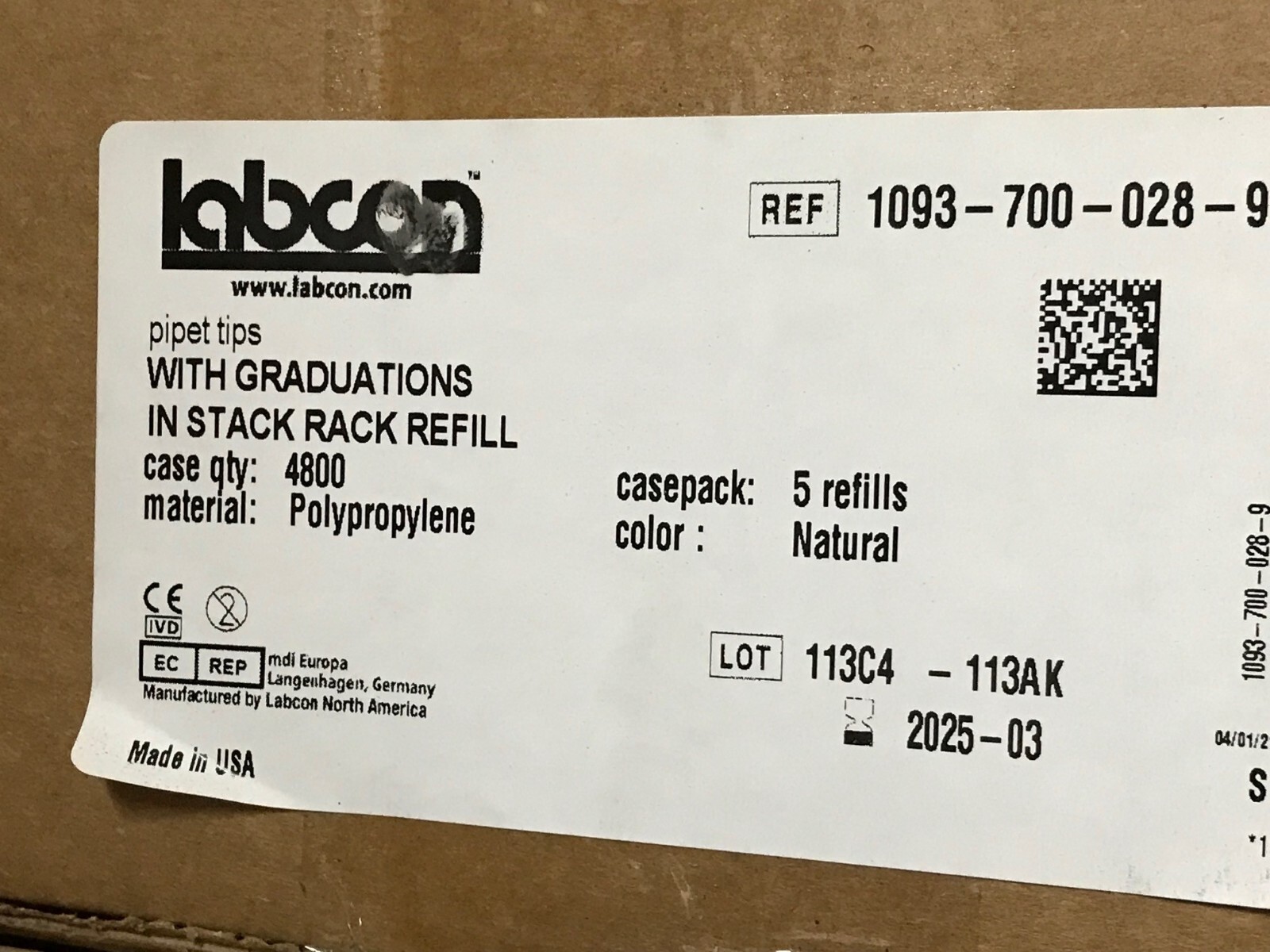 1093-700-028-9 Labcon 200uL GRAD Pipet Tips 5 x 960 = 4800/box FREE ...