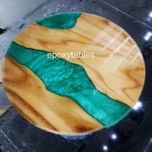 Green Round Epoxy Resin Center Coffee Table Handmade Kitchen Slab Countertop Dec | eBay