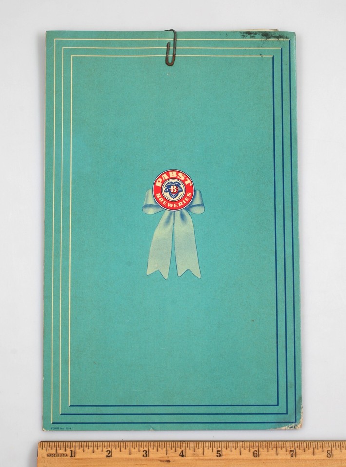 Vintage 1938 Pabst Blue Ribbon Restaurant Menu Old Farms Inn Avon ...