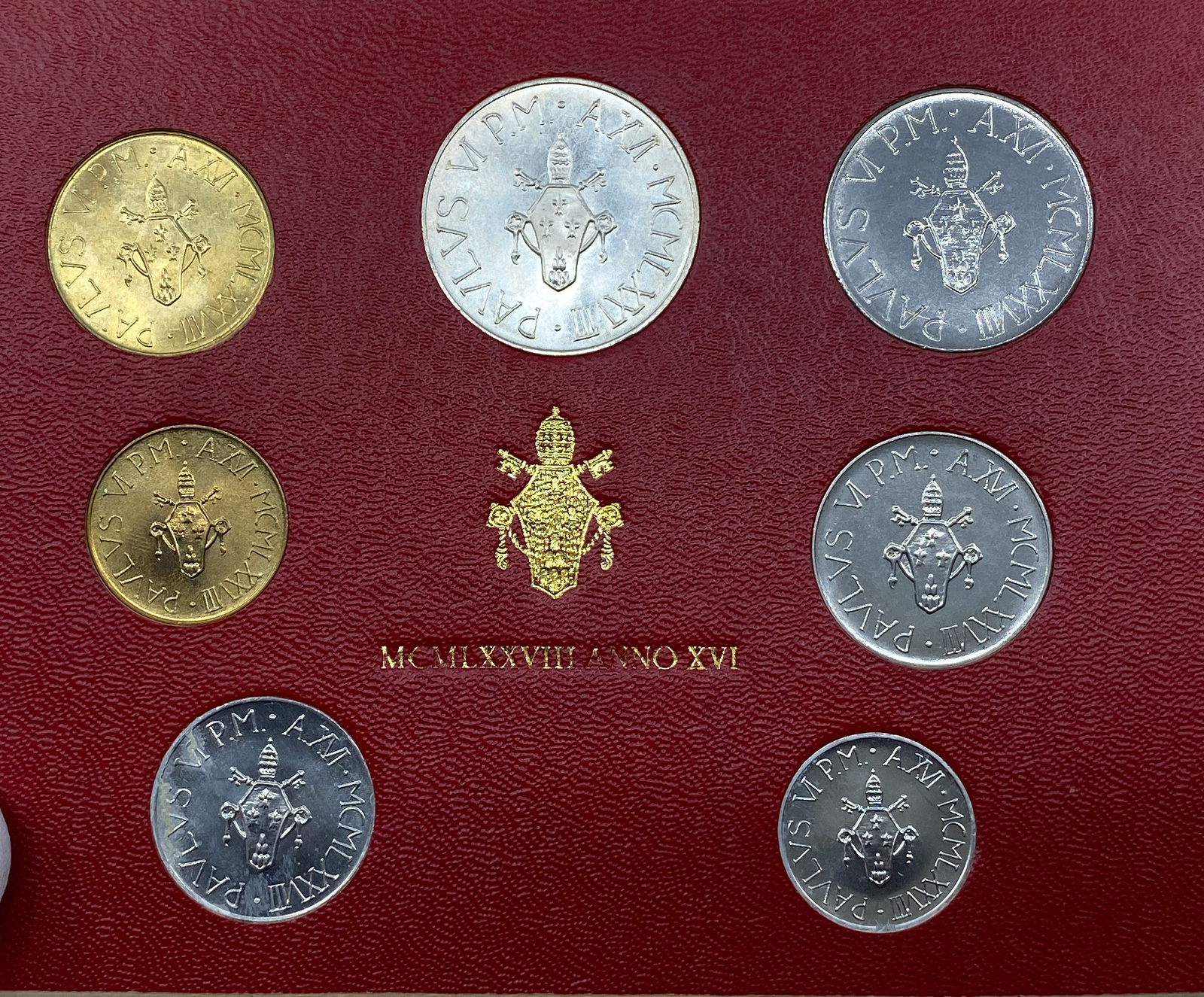 1978 VATICAN Pope PAUL VI 500L 200L Italy Set of 7 Coins 1 is Silver ...
